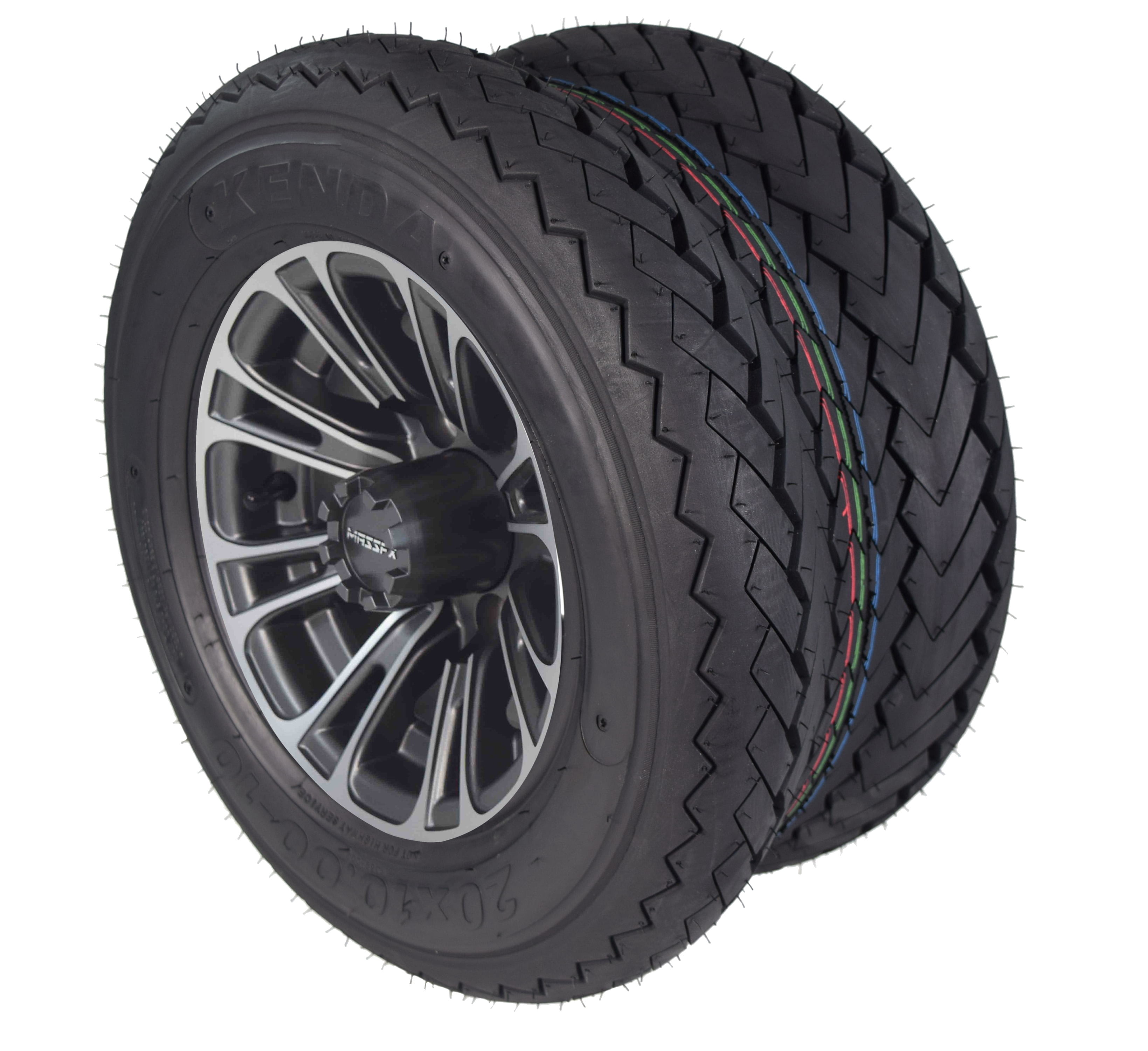 Kenda 20x10-10 Hole-In-One 6 Ply Golf Cart Turf Tires & Gun Metal ...