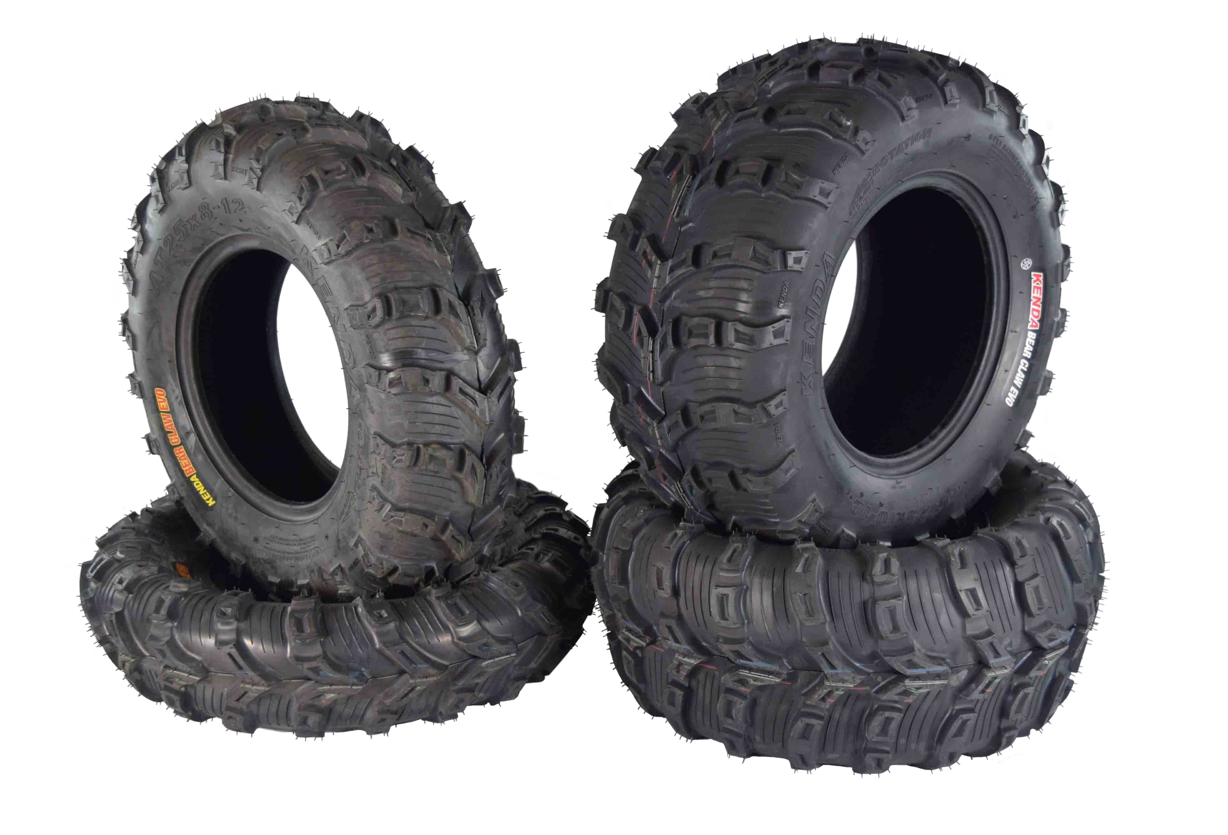 Kenda Bear Claw EVO ATV/UTV Tires Set, 25x8-12 Front & 25x10-12 Rear ...