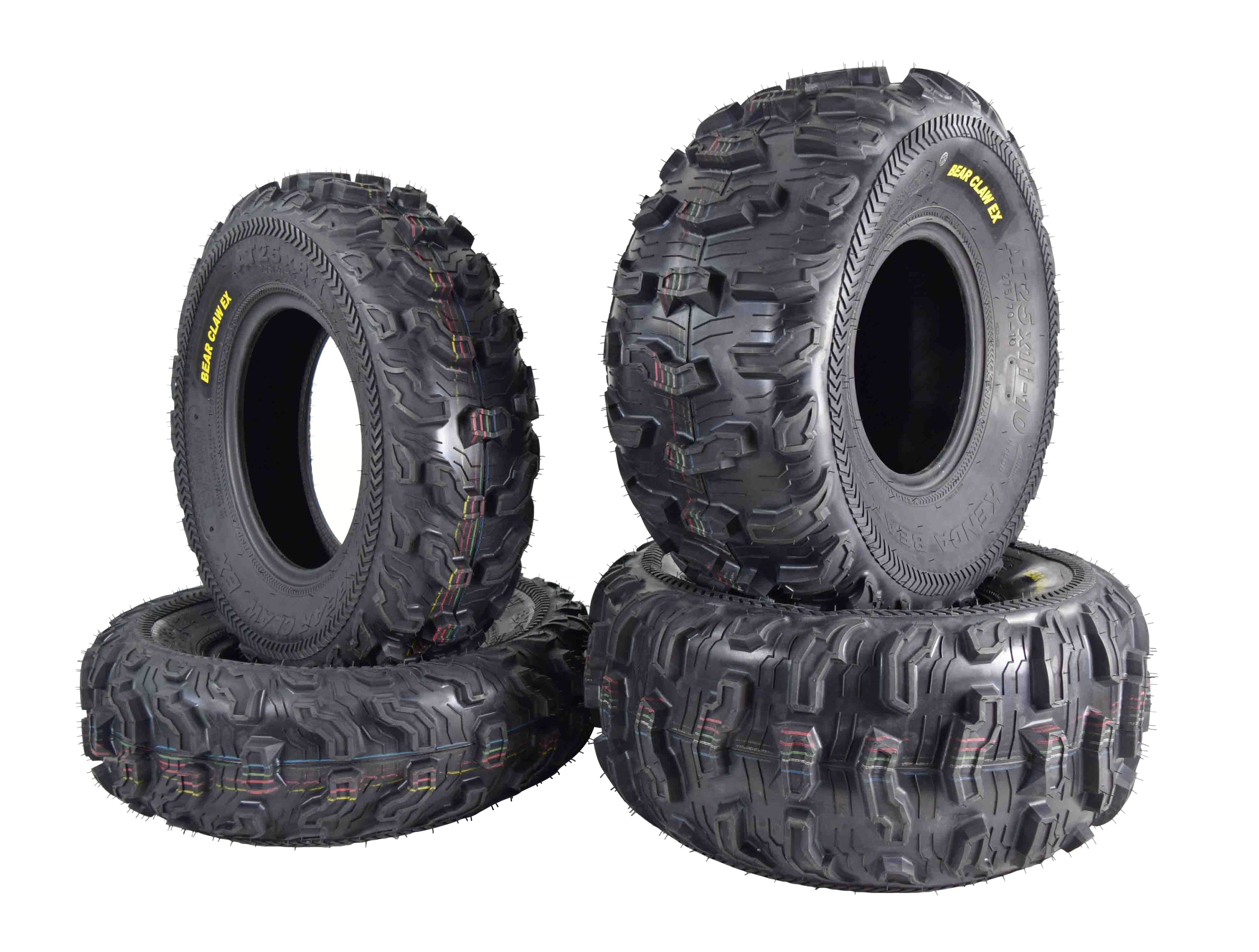 Kenda Bear Claw EX: Front 25x8-12, Rear 25x10-12 ATV 6PLY Tires, 4Pack ...
