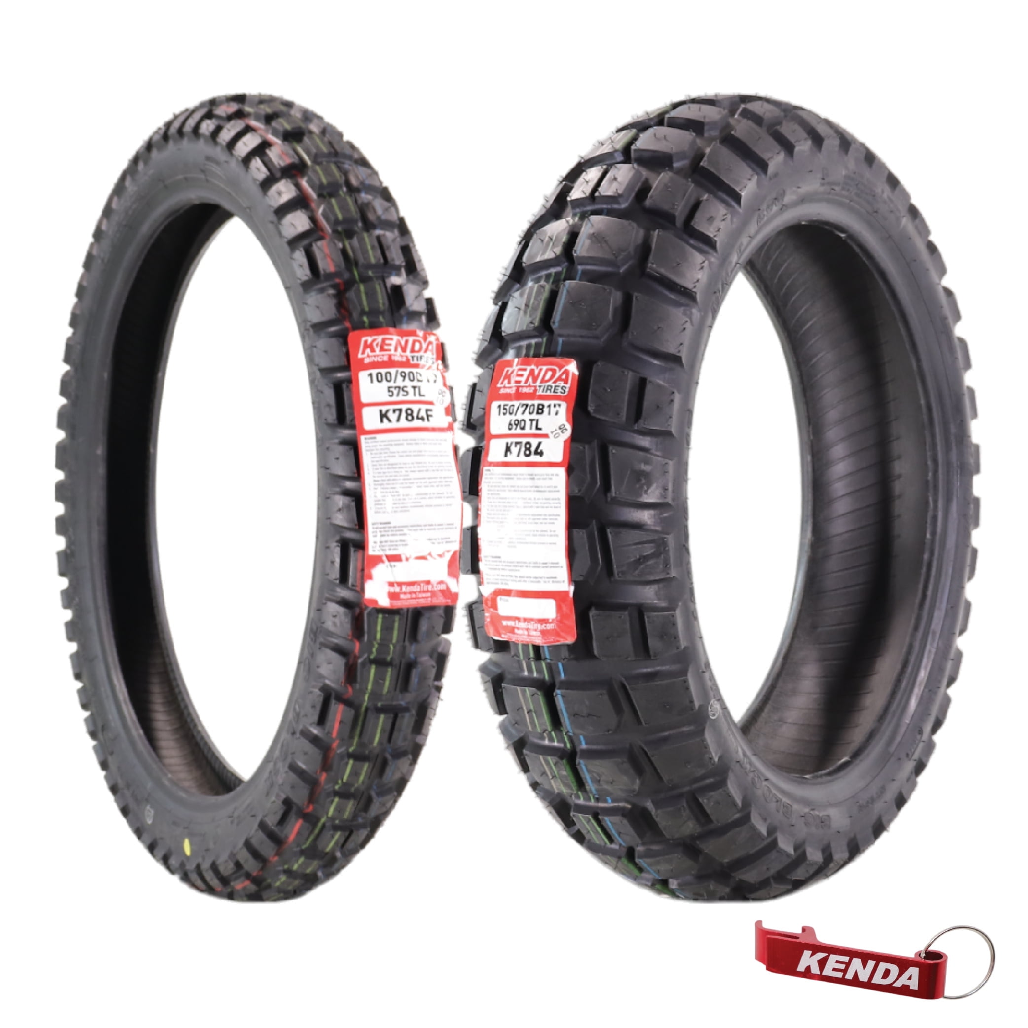Kenda Big Block K784 110/80B19 Front & 150/70B17 Rear Tubeless (TL) Tire Set for Motorcycles ...
