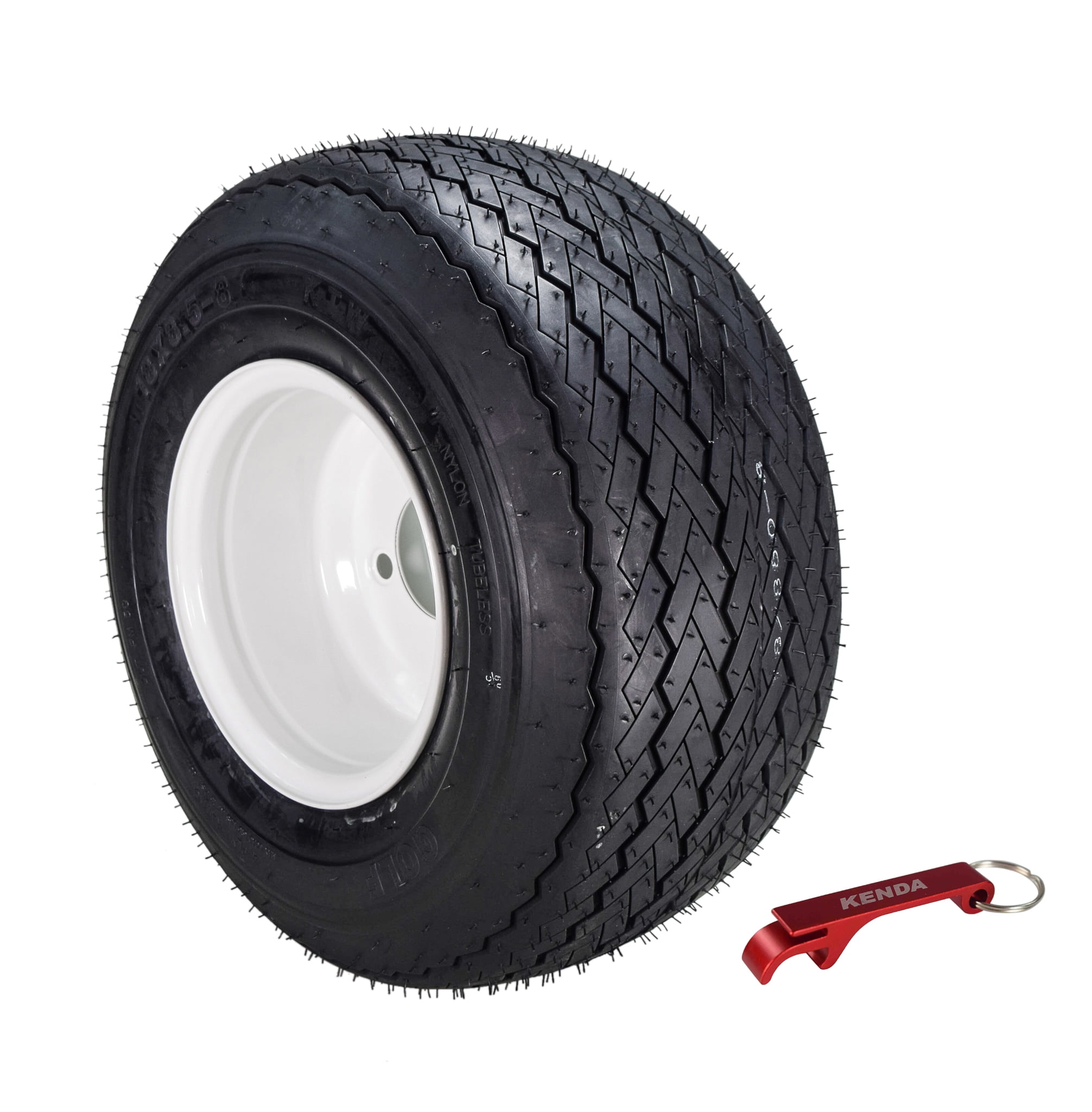 Kenda Hole-N-One 18x8.5-8 Golf Cart Tire (4 Ply) & White Wheel ...