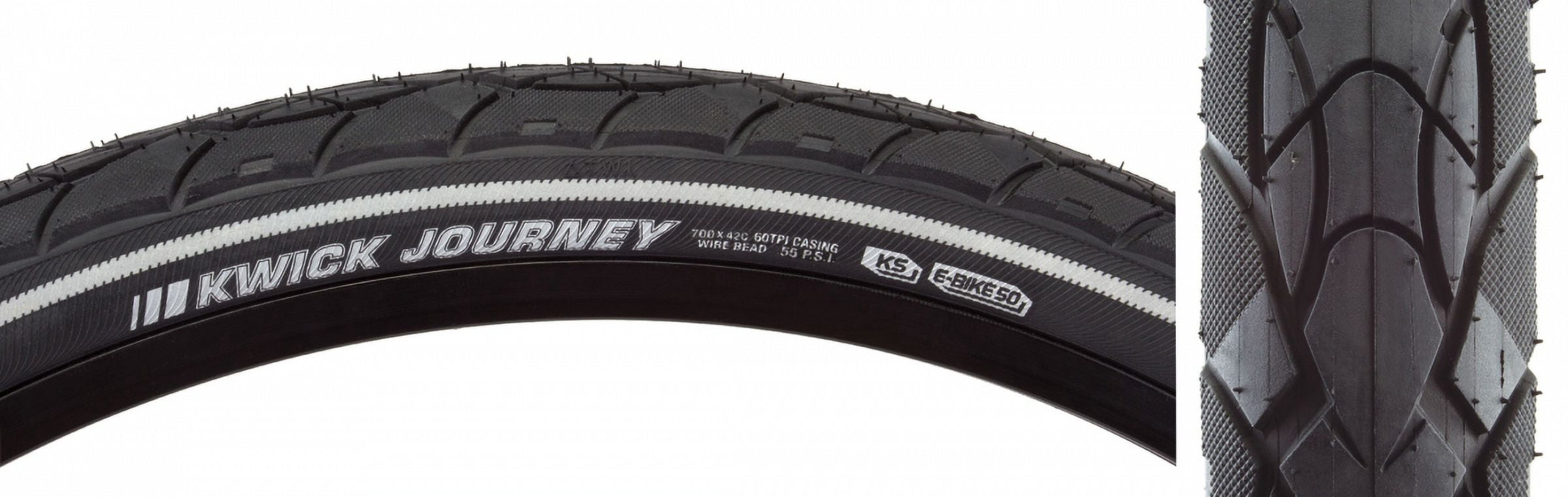 Kenda Kwick Journey Tire - 700 x 42, Clincher, Wire, Black/Reflective ...