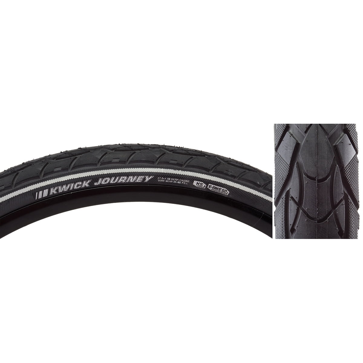 Kenda Kwick Journey Tire 26 x 1.95 Clincher Wire Black/Reflective 60tpi KS - Walmart.com