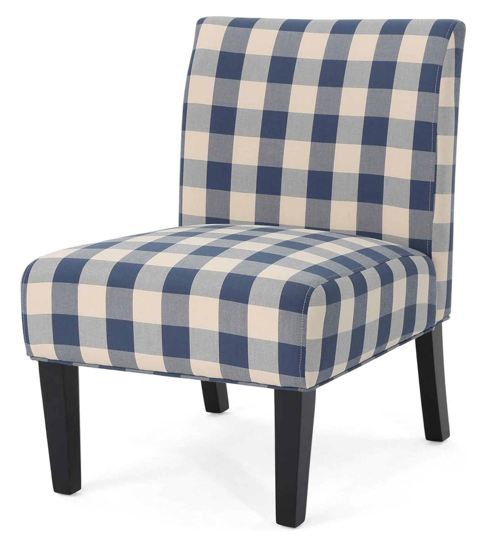 Kendal Accent Chair Upholstered Farmhouse- Blue Checkerboard Matte ...