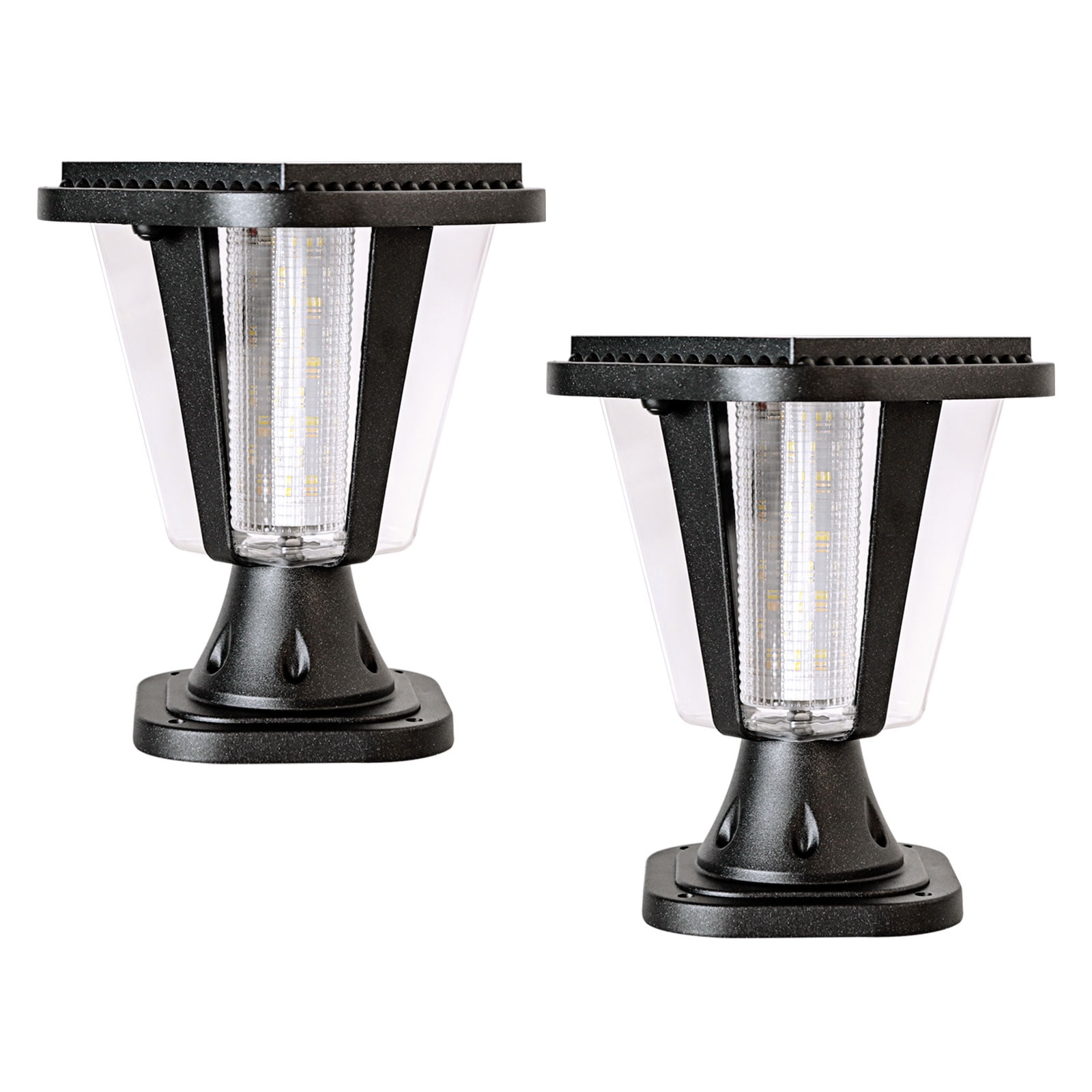 Kendal Decorative Solar Pillar Lights, Waterproof, Beveled Glass, Black ...