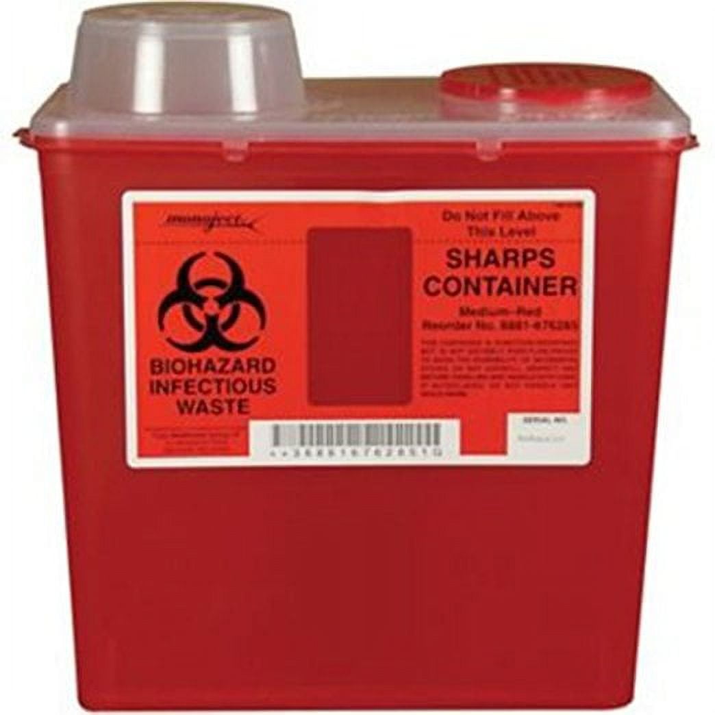 Monoject Medium 8 Qt. Sharps Disposal Container, Chimney-Top, Red ...