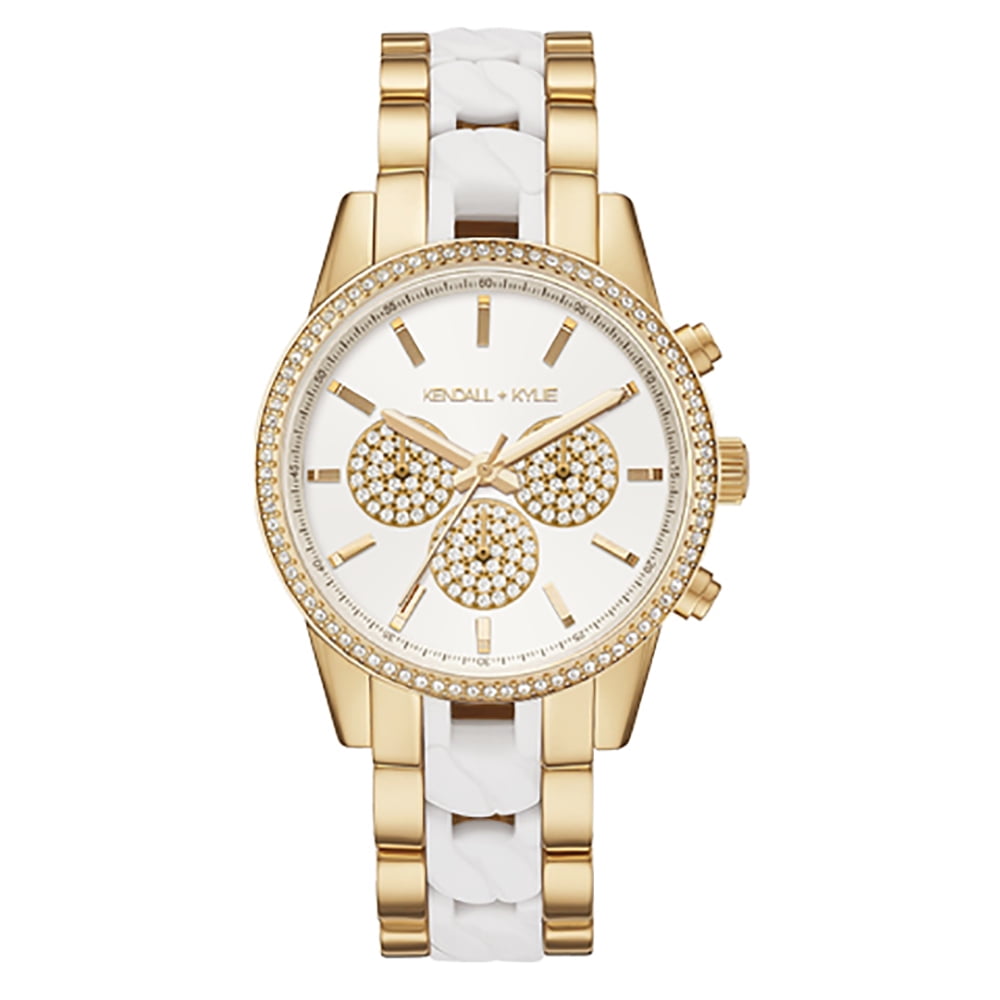 Kendall + Kylie Metal Bling Dial White Watch - Walmart.com
