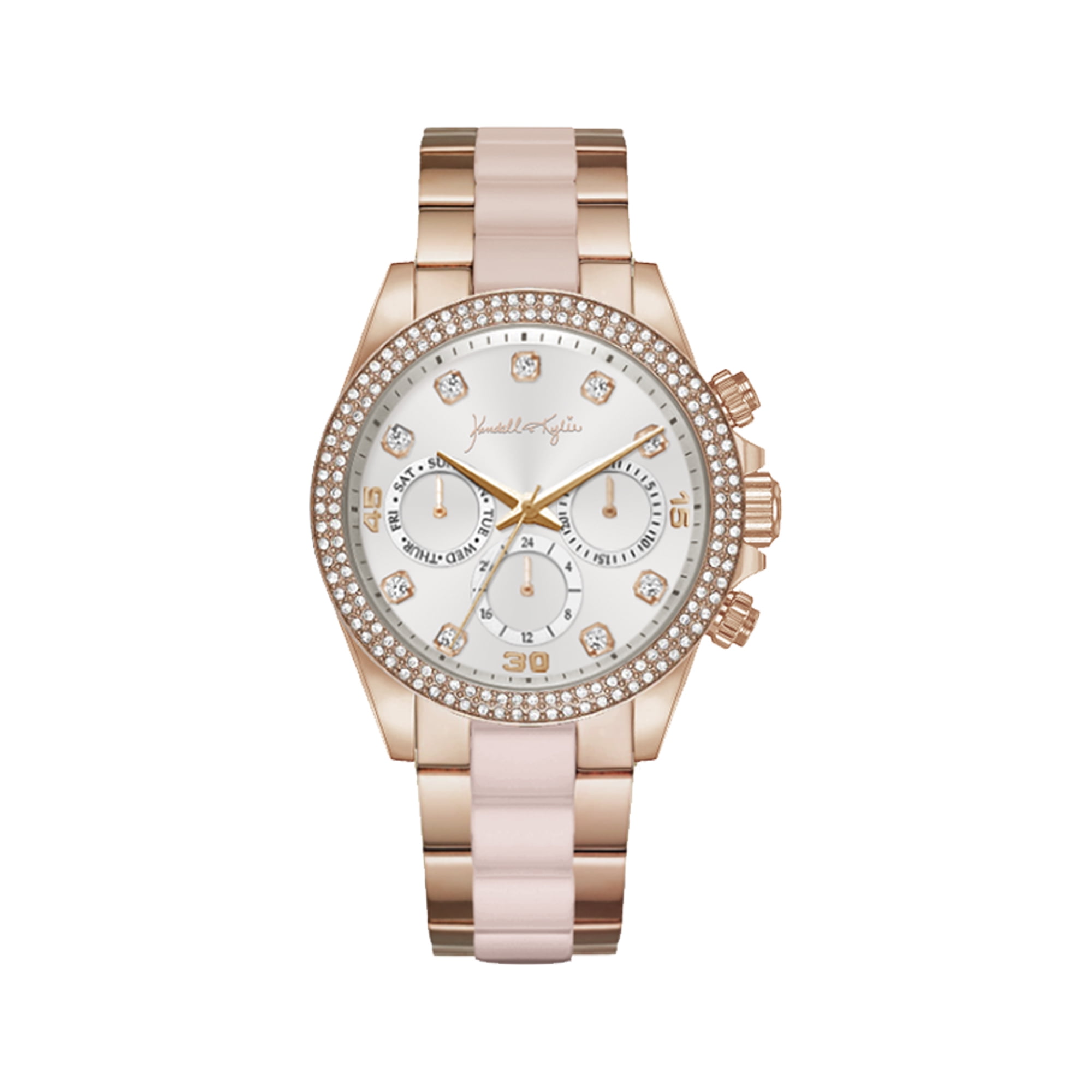 Kendall + Kylie Rose Gold Blush Triple Link Metal Strap Luxury Analog ...