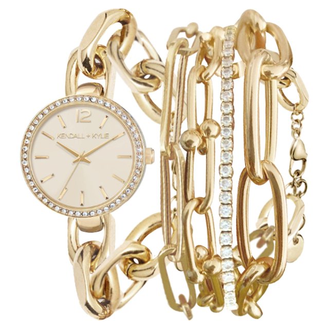 Kendall + Kylie Women's Dainty Gold Chain Link Metal Analog Watch and ...
