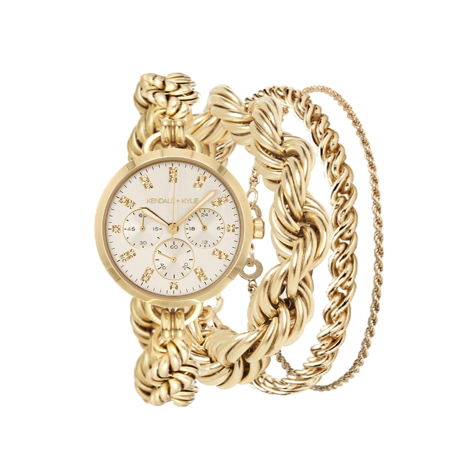 Kendall + Kylie Women's Gold Rope Metal Band Analog Watch and Bracelet ...