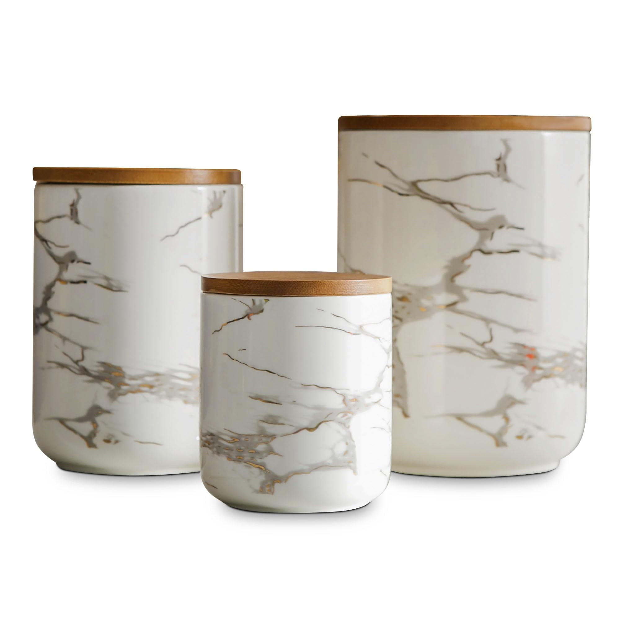 Kendiis Canister Sets for Kitchen, White Ceramic Kitchen Canisters for ...