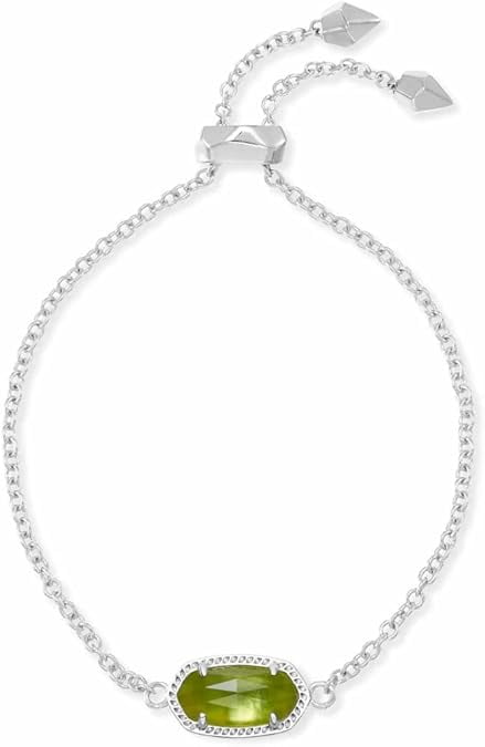 Kendra Scott Elaina Silver Adjustable Chain Bracelet in Peridot ...