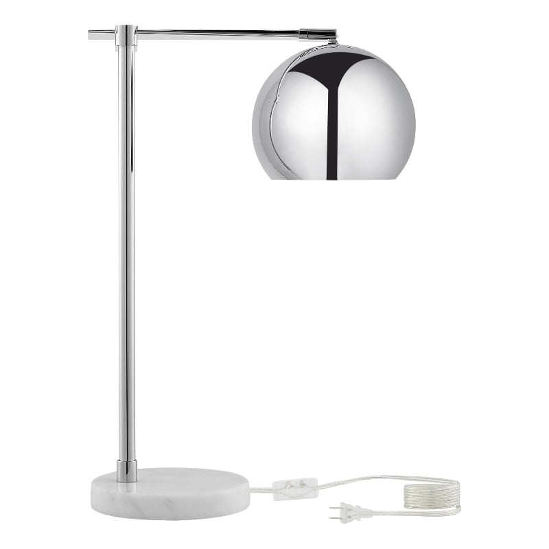Posh Living Kendric Table Lamp 5ft Power Cord Marble Stone Base Chrome ...
