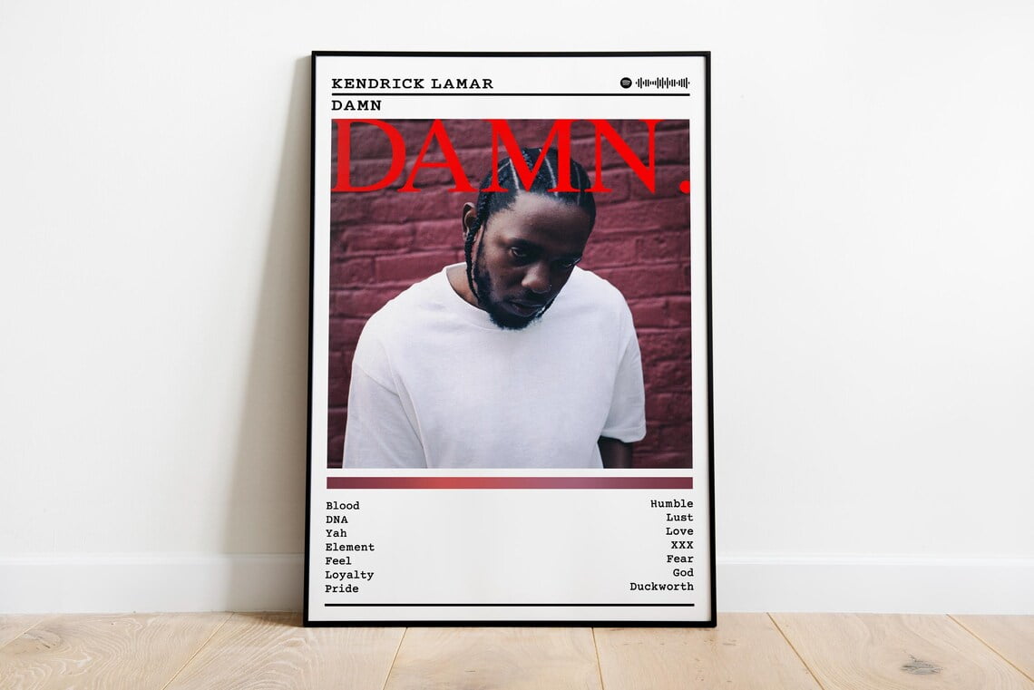 Kendrick Lamar - Damn Album : Matte Finish Wall Art #758, Unframed ...