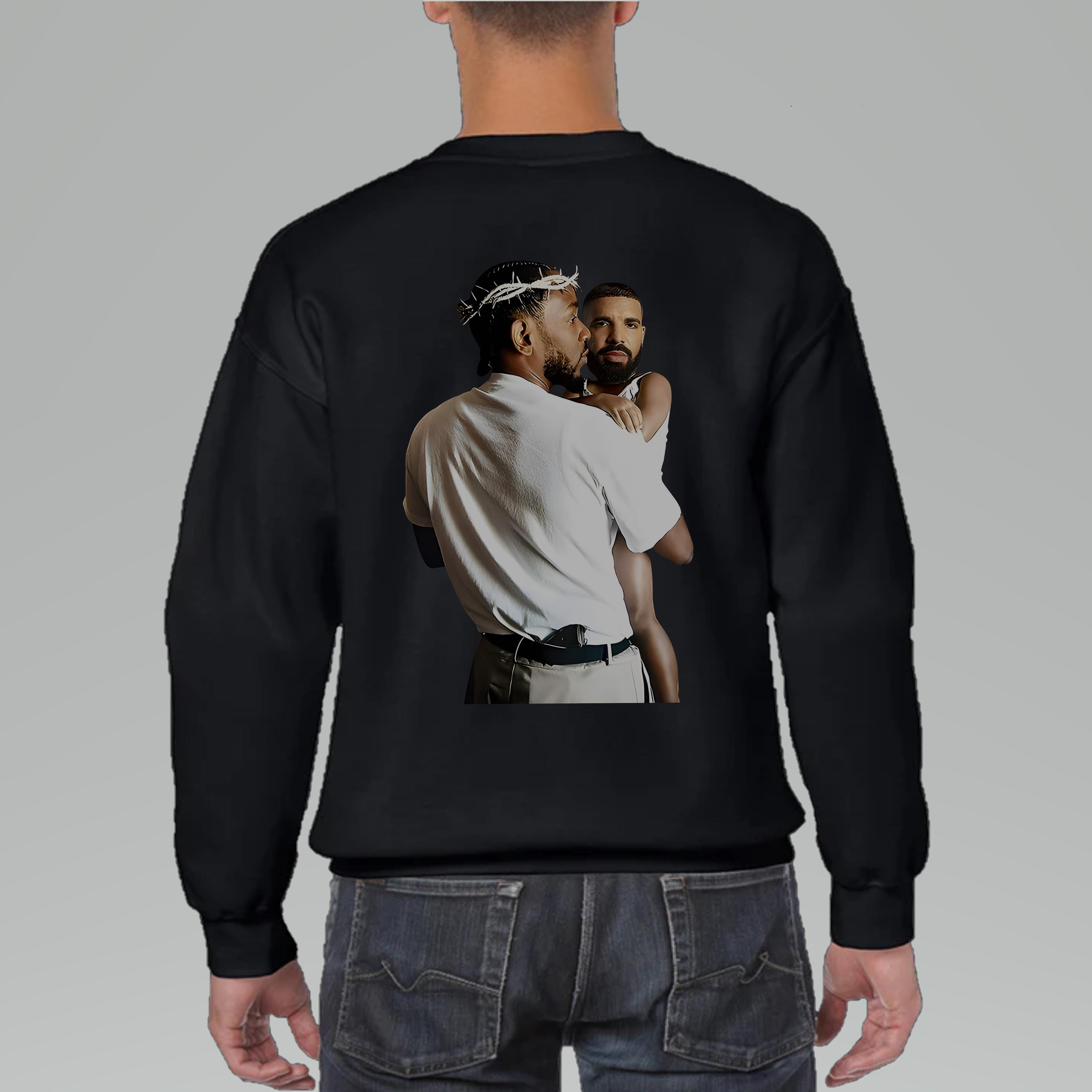 Kendrick Lamar Holding Baby Drake Unisex Cotton Sweater Back Side, Not ...