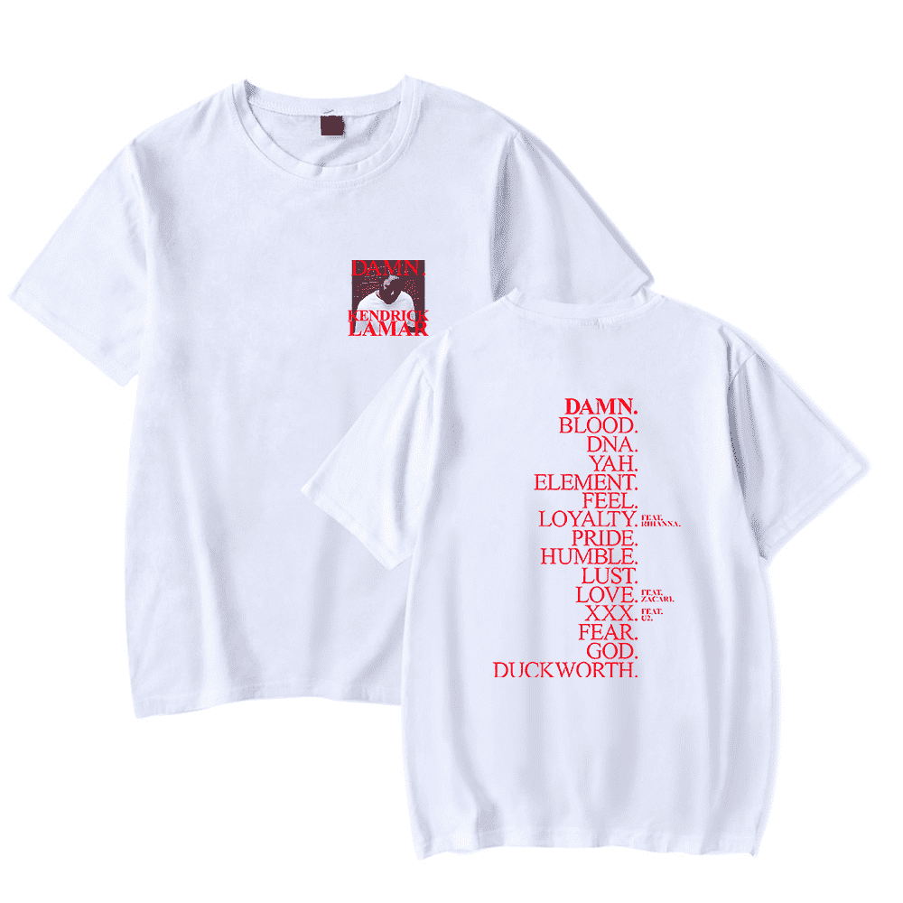 Kendrick Lamar Merch T Shirt K. Dot Album Cover Damn Tracklist T-Shirt ...
