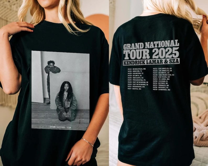 Kendrick Lamar & SZA 2025 Grand National Tour T-Shirt Front and Back ...