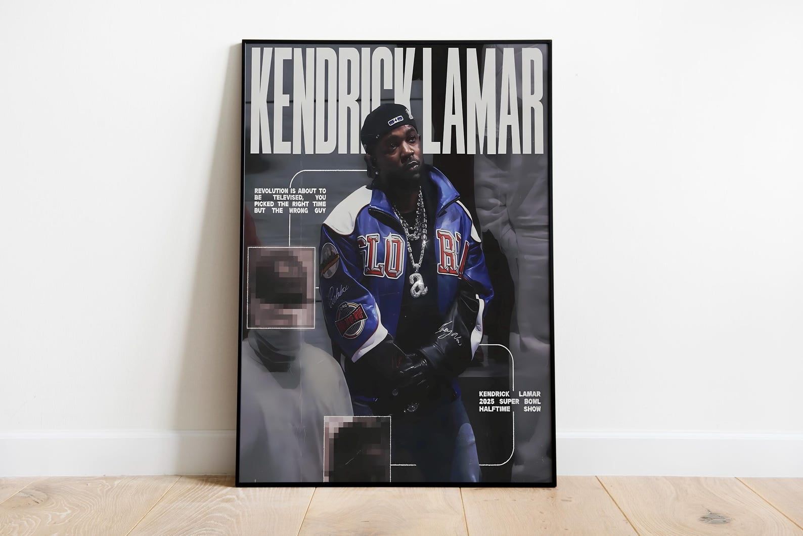 Kendrick Lamar's poster at the Superl Brown event, striking a cool hip ...