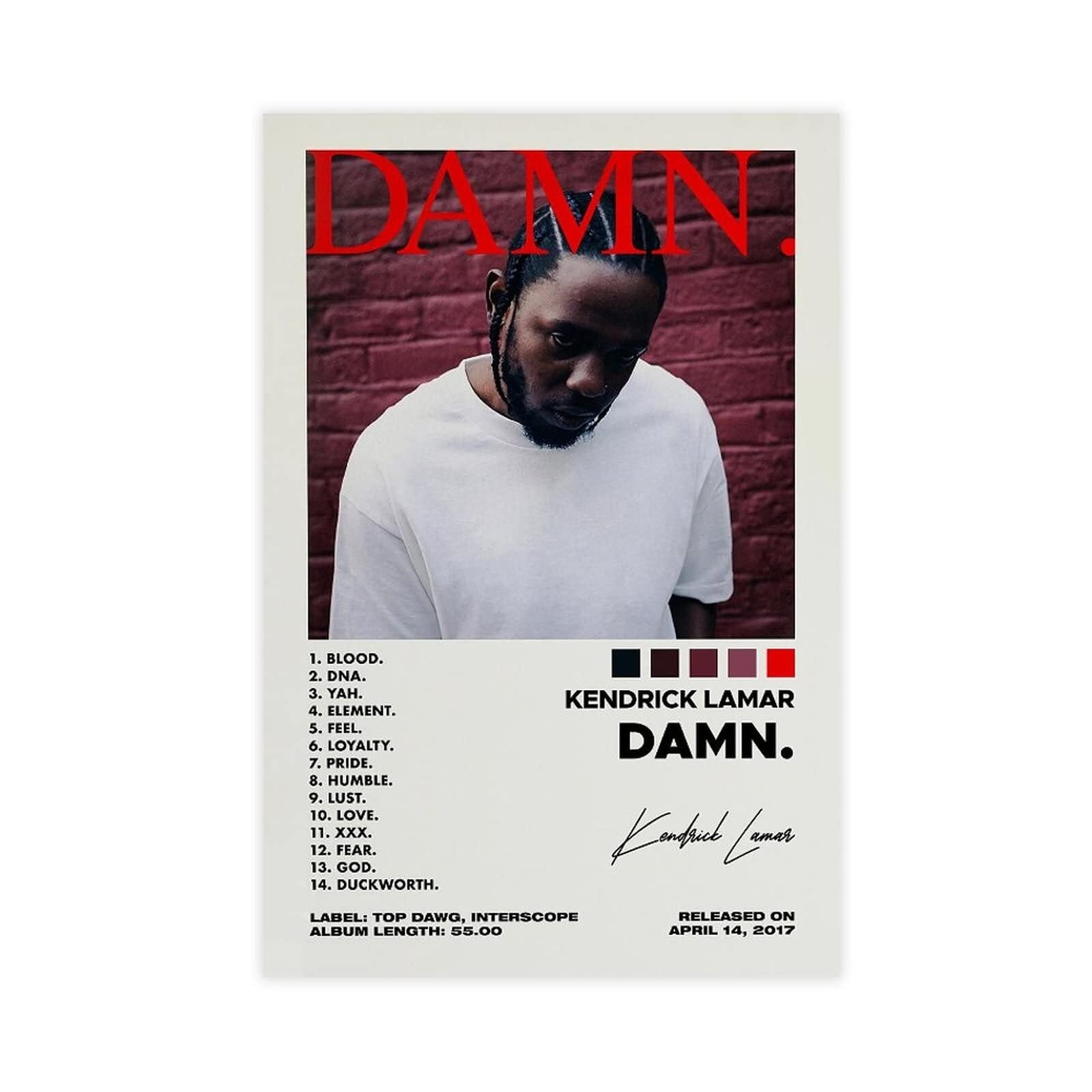 Kendrick Poster DAMN. Album Cover Posters Rapper Posters Canvas Poster ...