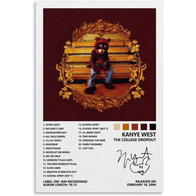 Kanye Poster West The College Dropout Album Cover Poster for Bedroom ...