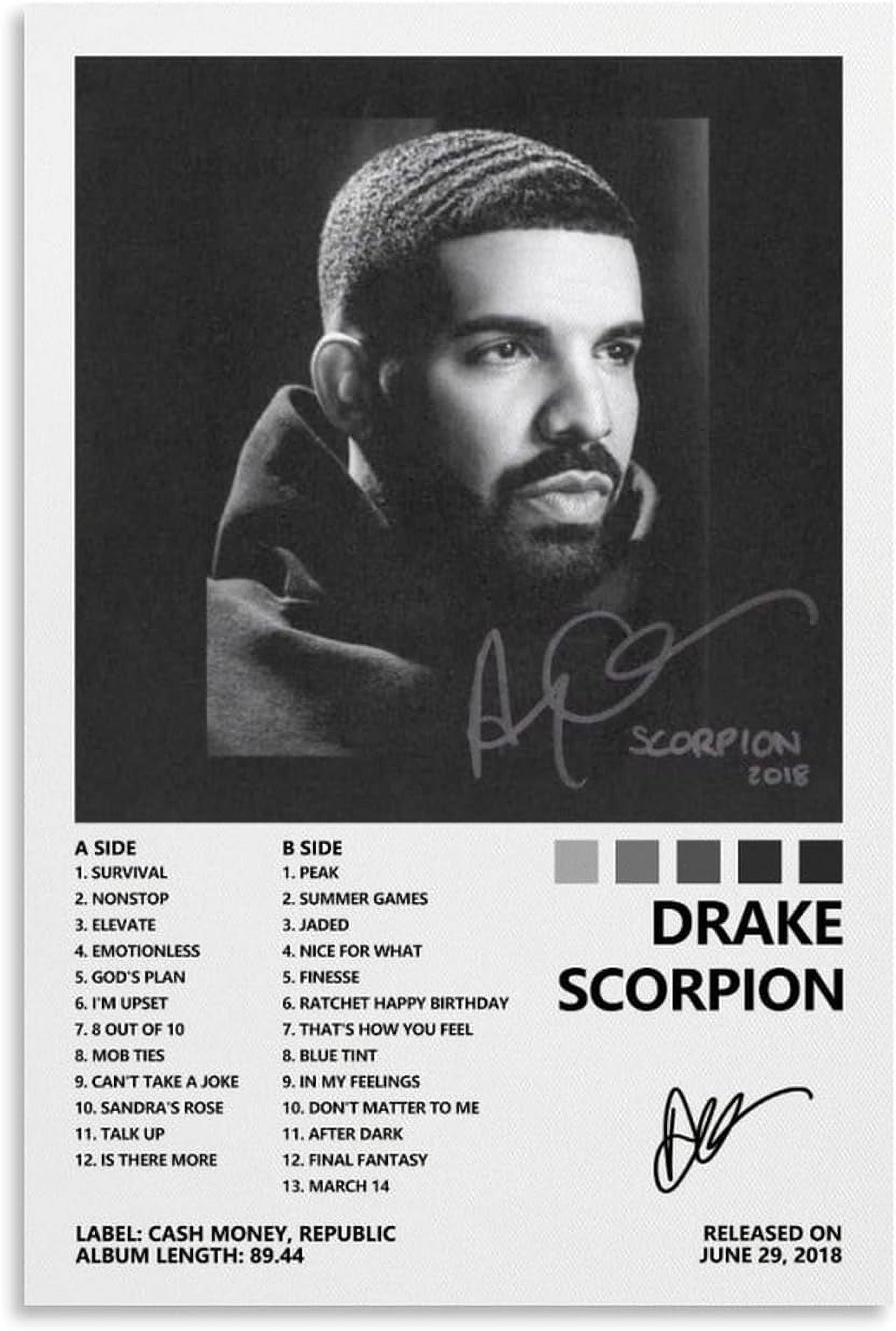 Drake Poster Scorpion Album Cover Poster for Bedroom Aesthetic Canvas ...