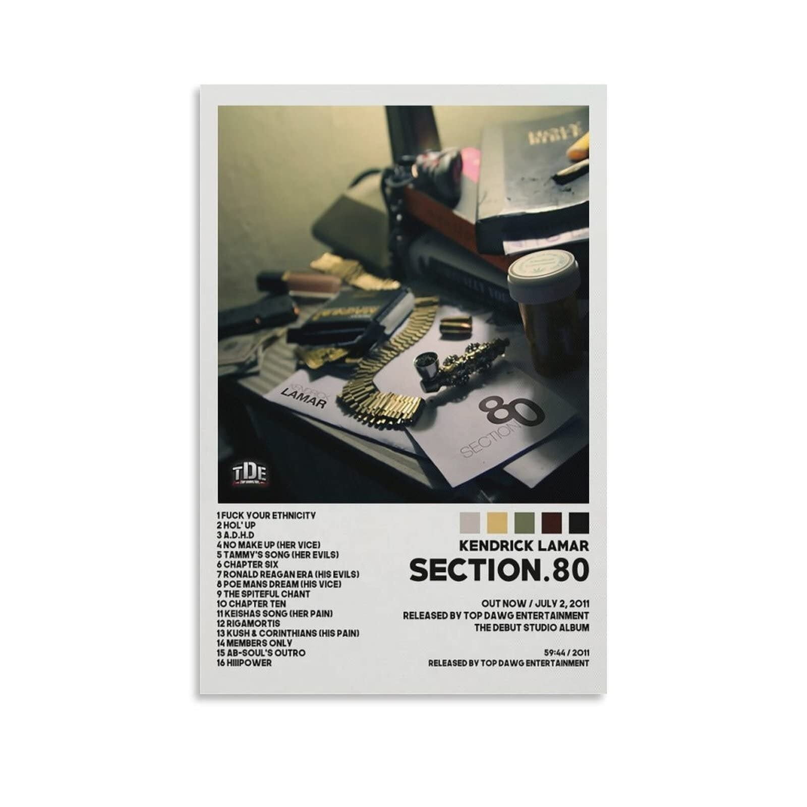 Kendrick Posters Lamar Section 80 Album Cover for Room Aesthetic Decorative Painting Canvas Wall ...