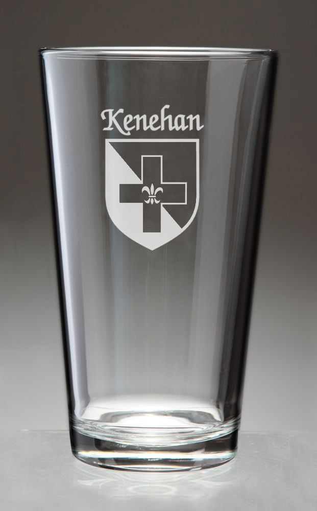 Kenehan Irish Coat of Arms Pint Glasses - Set of 4 (Sand Etched ...