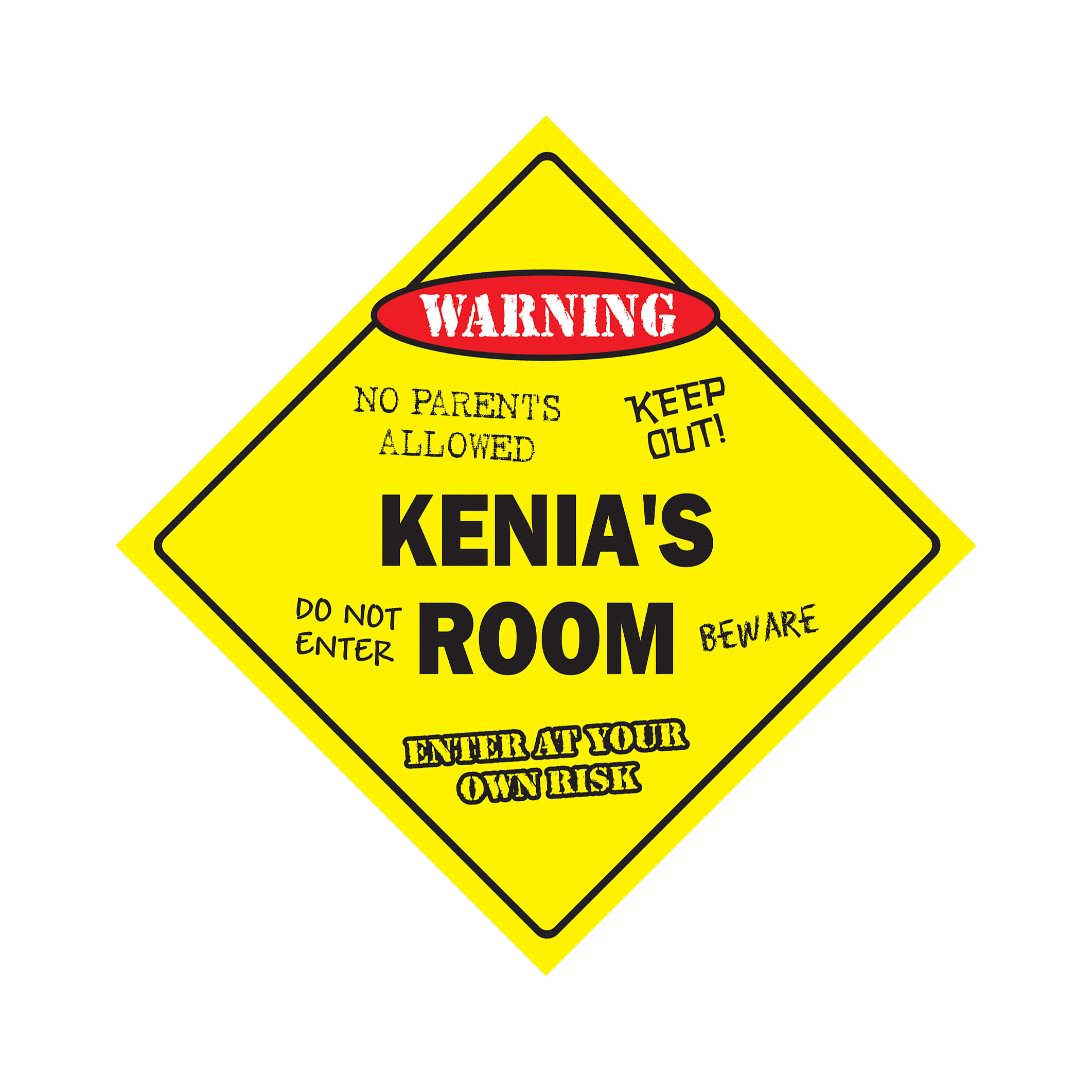 Kenia's Room Sign Crossing Zone Xing | Indoor/Outdoor | 14" Tall kids ...