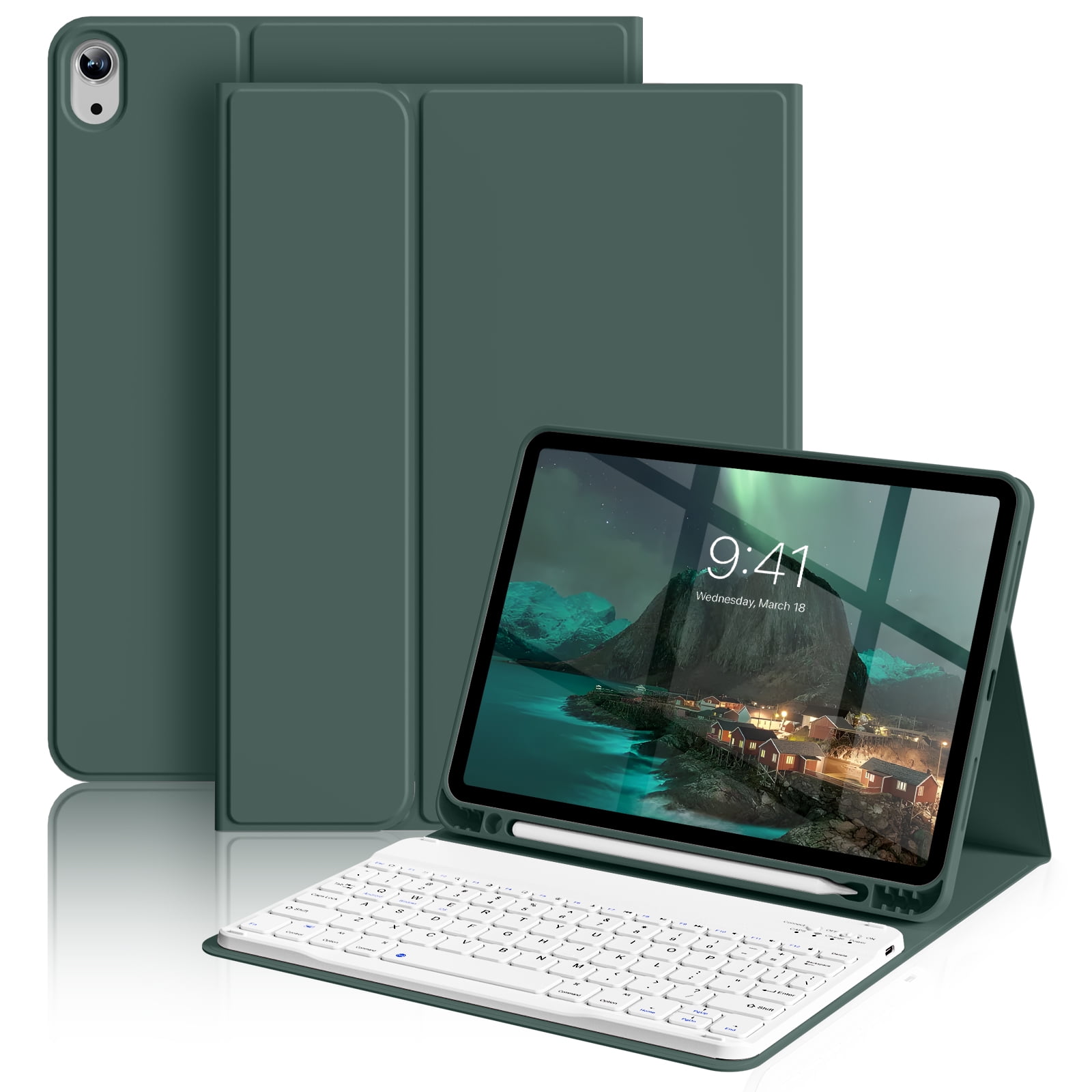 KenKe iPad Air 6/5th/4th Gen Keyboard Case, Waterproof Dark Green, Anti ...