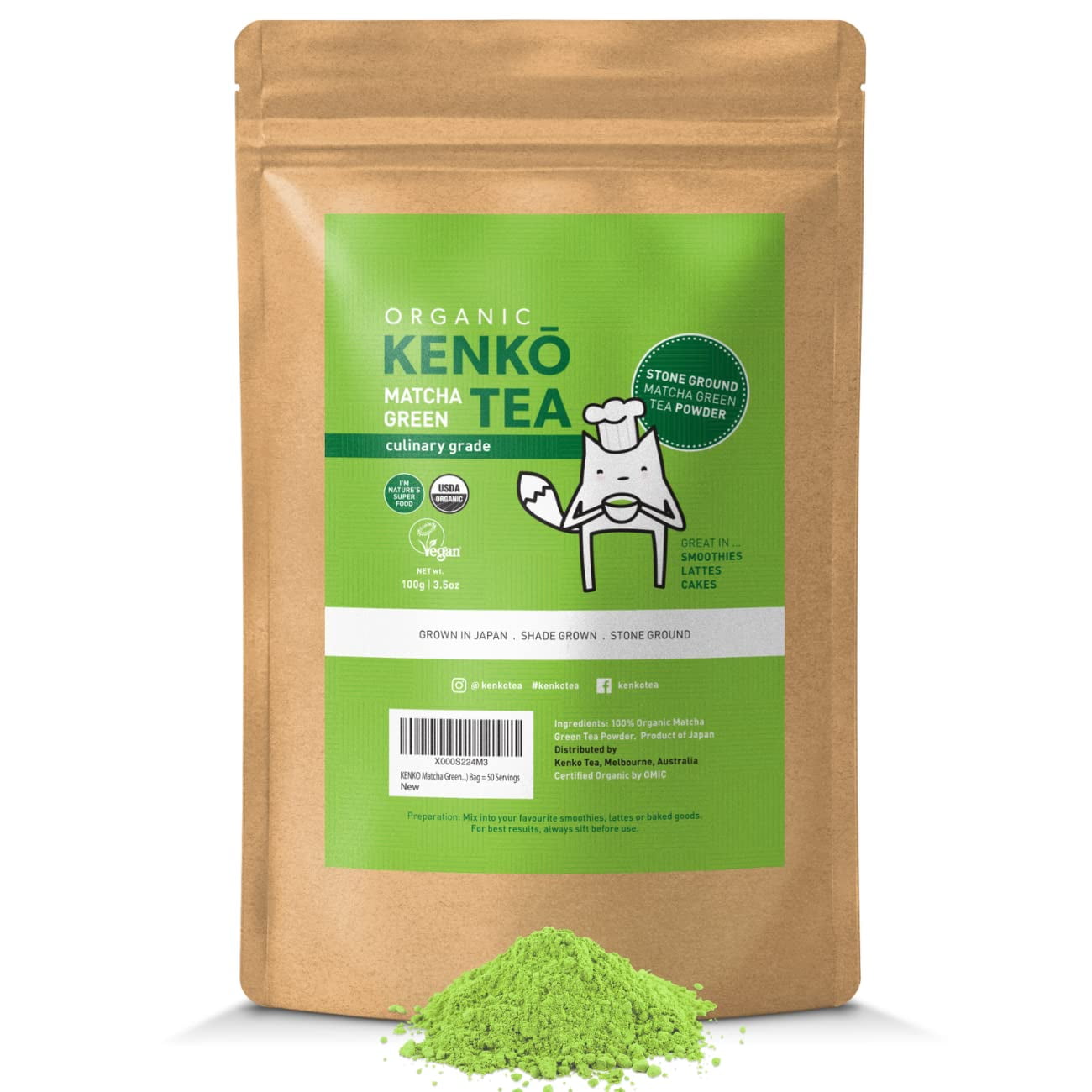 Kenko Matcha Green Tea Powder [Usda Organic] Culinary Grade Matcha ...