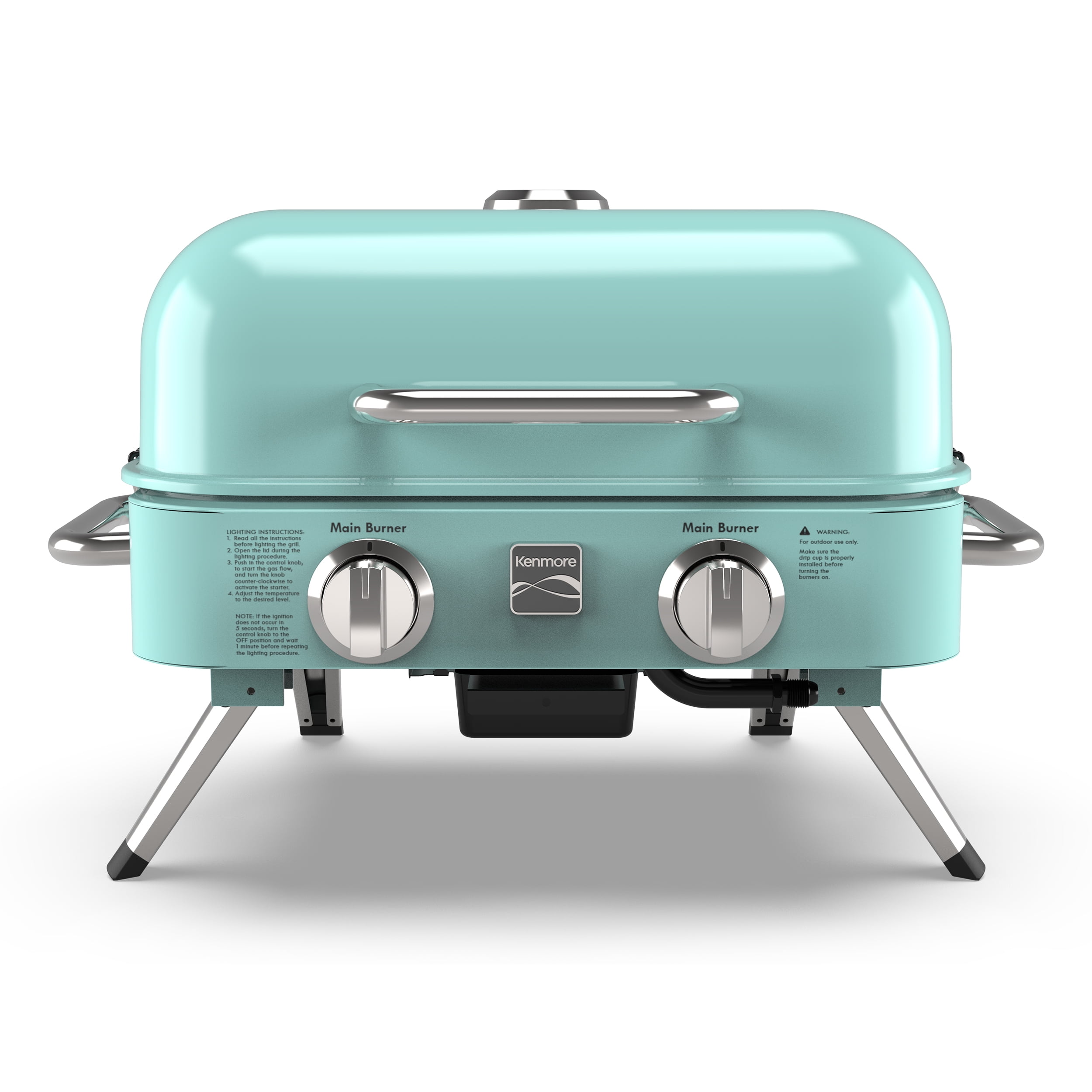 Kenmore 2-Burner Portable Tabletop Retro Gas Grill, Turquoise - Walmart.com