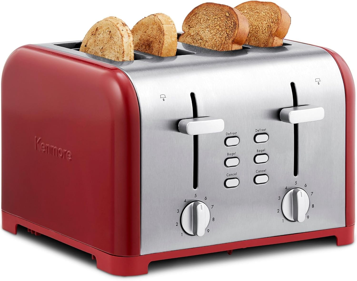 Kenmore 4 Slice Toaster Red Stainless Steel with Extra Wide Slots ...