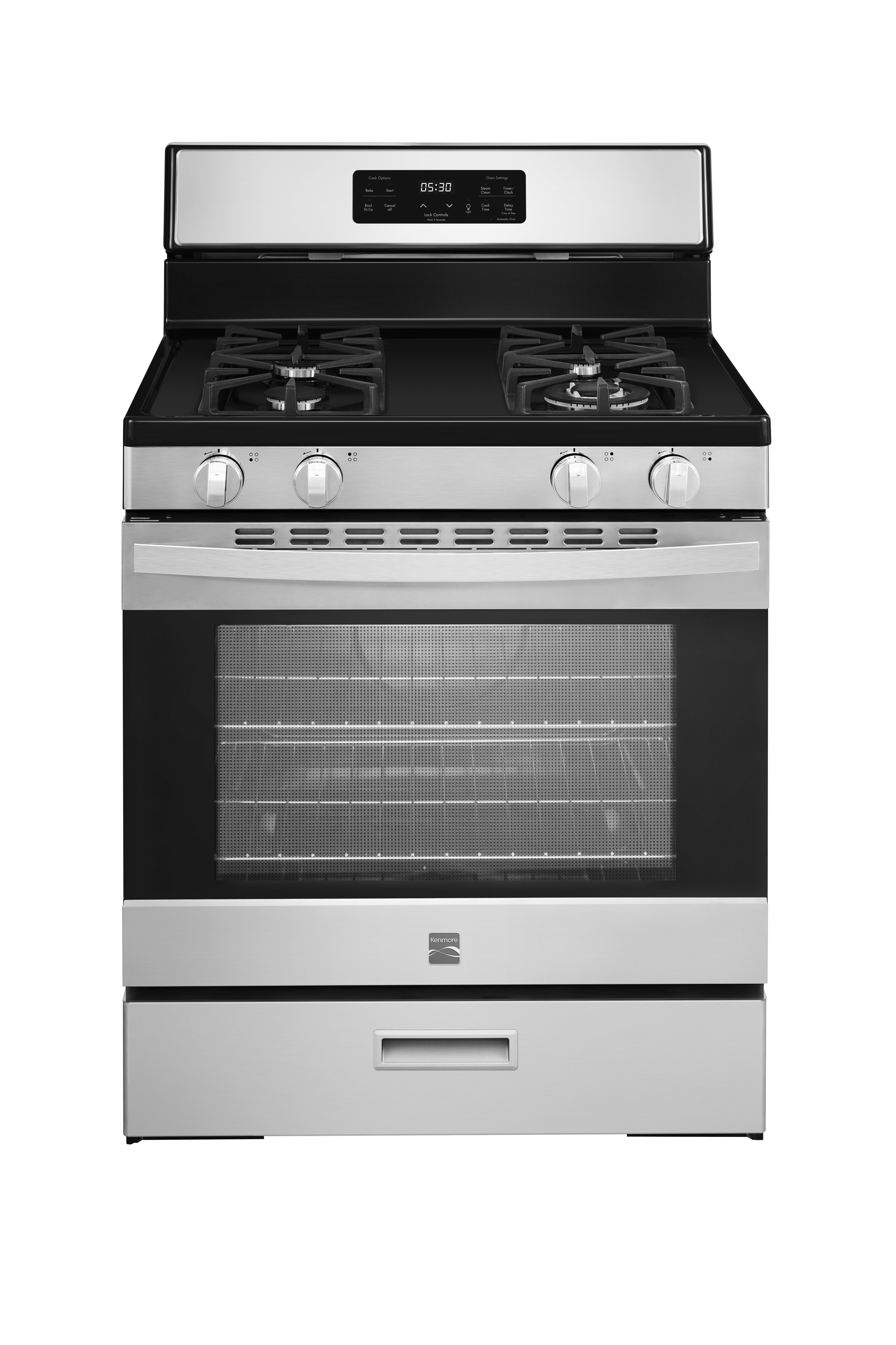 Kenmore 30" Rear-Control 4-Burner Gas Range with Oven with Cast Iron ...