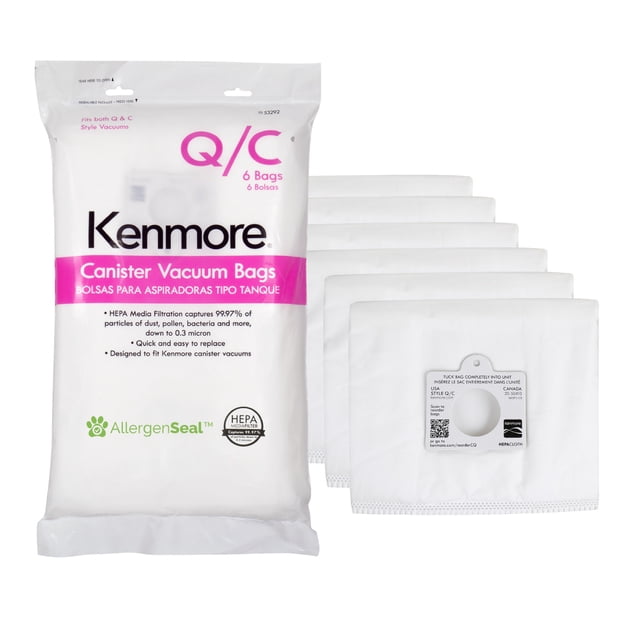 Kenmore 53292 Type Q HEPA Vacuum Cleaner Bags, 6 Pack for Canister ...