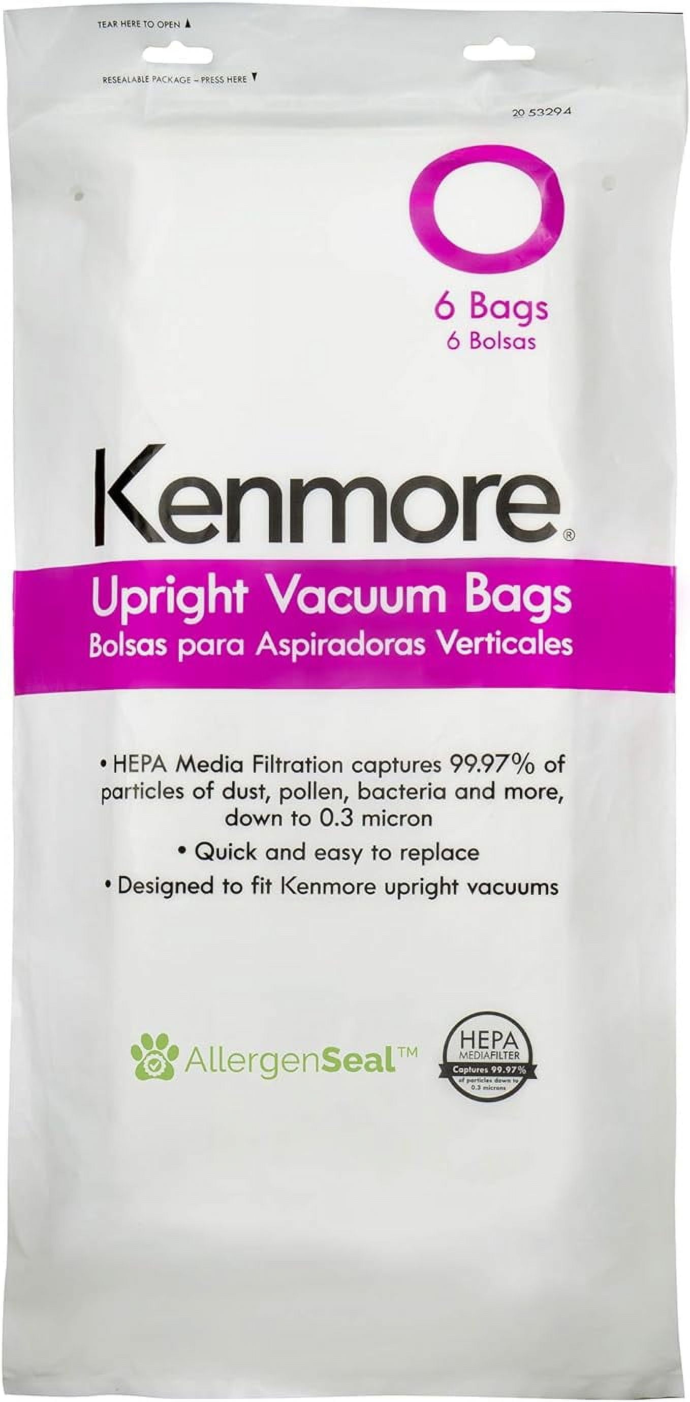 Kenmore 53294 Style O HEPA Cloth Vacuum Bags for Kenmore Upright Vacuum ...