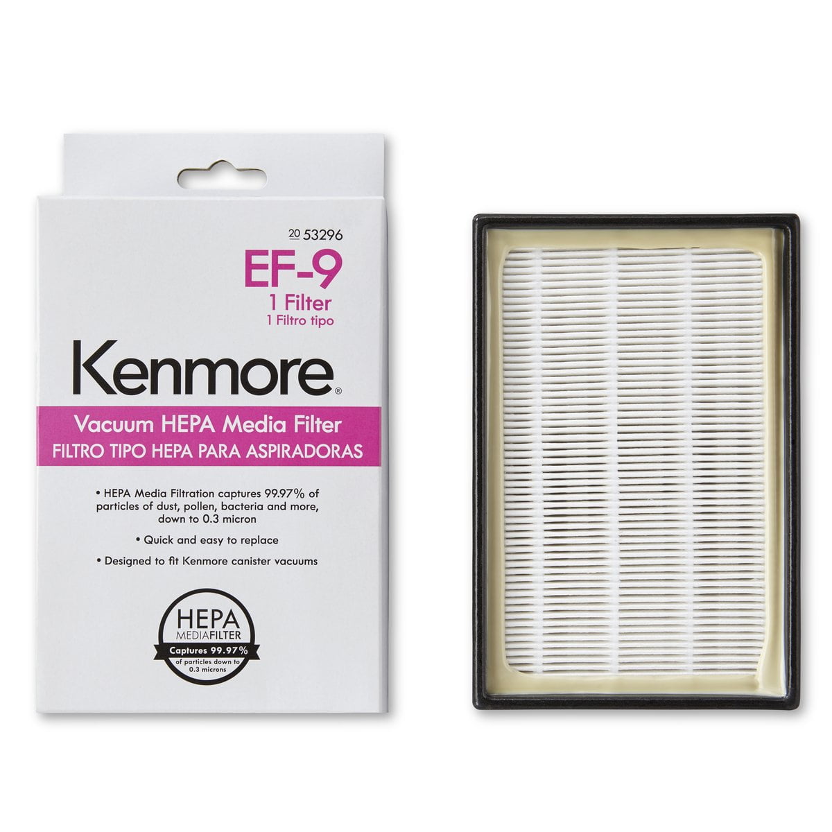 Kenmore 53296 EF-9 HEPA Filter, Upright and Canister Vacuum Exhaust ...