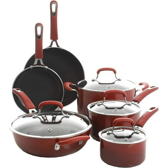Kenmore Andover 10-Piece Aluminum Cookware Set - Gradient Red - Walmart.com