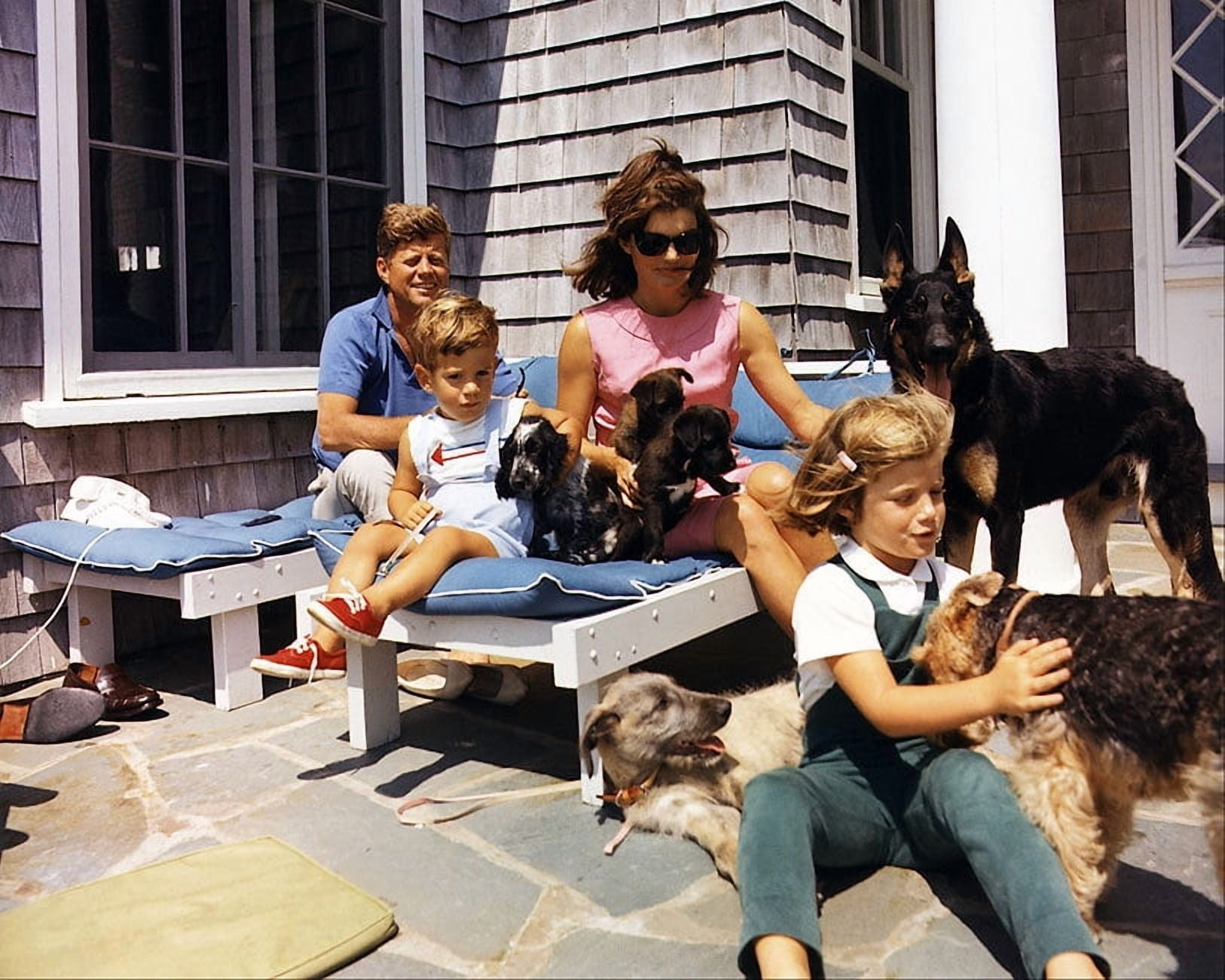 Kennedy Family with Dogs in Hyannisport - Style A - 24x36 Inch Glossy ...