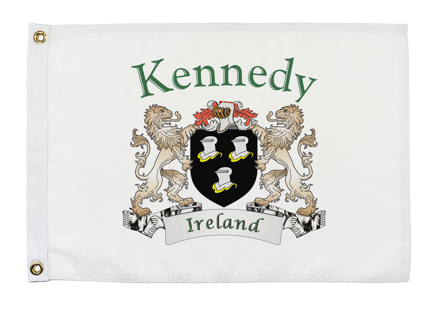 Kennedy Irish Coat of Arms Small White Flag - 16"x10.5" inches ...
