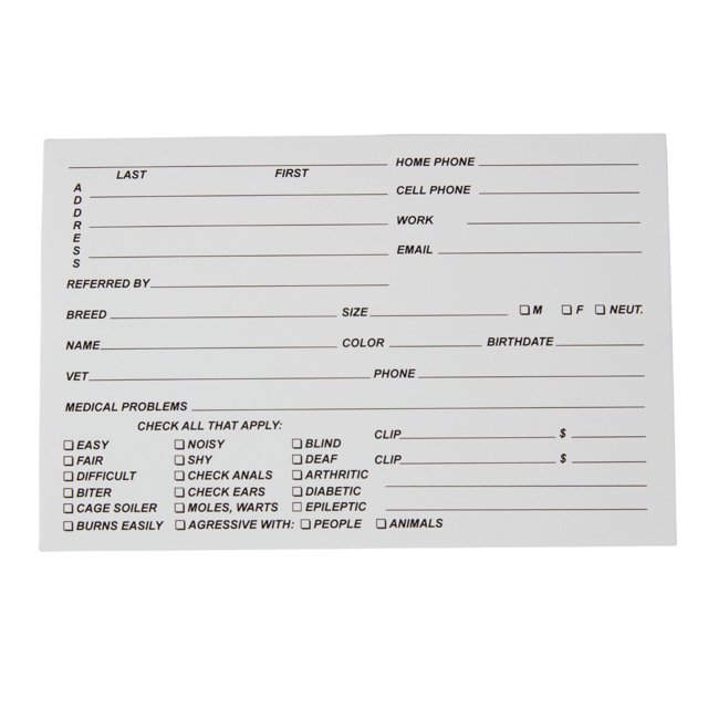 Kennel Cards 4" x 6" - Perfect for Grooming Salons, Animal Shelters ...