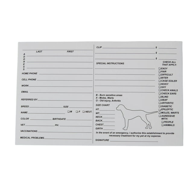 Kennel Cards 5" x 8 "- Perfect for Grooming Salons, Animal Shelters ...