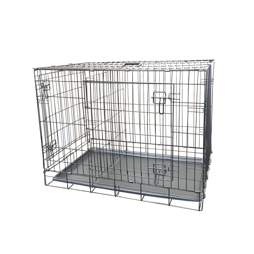 KennelMaster Double Door Folding Wire Dog Crate, Black, X-Small, 24"L ...