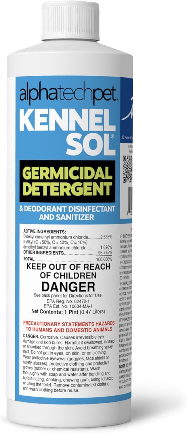 KennelSol 1-Step Kennel Cleaner - 1 Pint Liquid Disinfectant, Effective ...