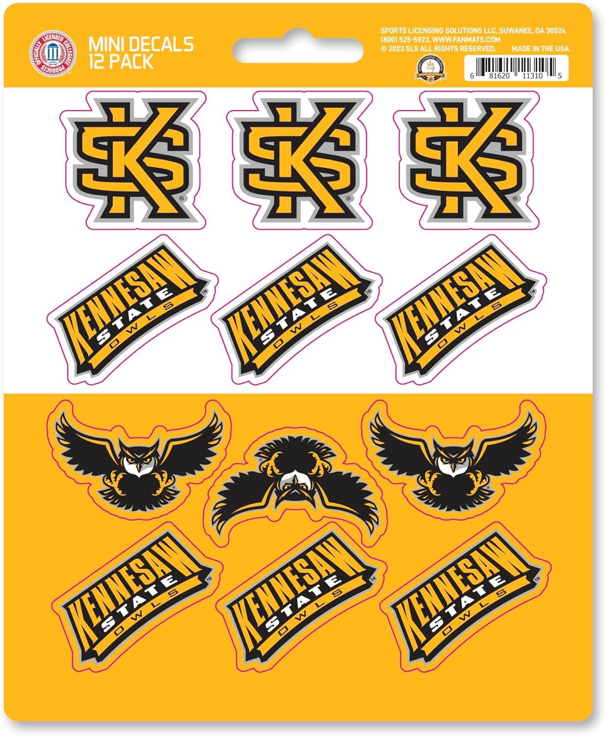 Kennesaw State University Owls 12-Piece Mini Decal Sticker Set, 5x6 ...