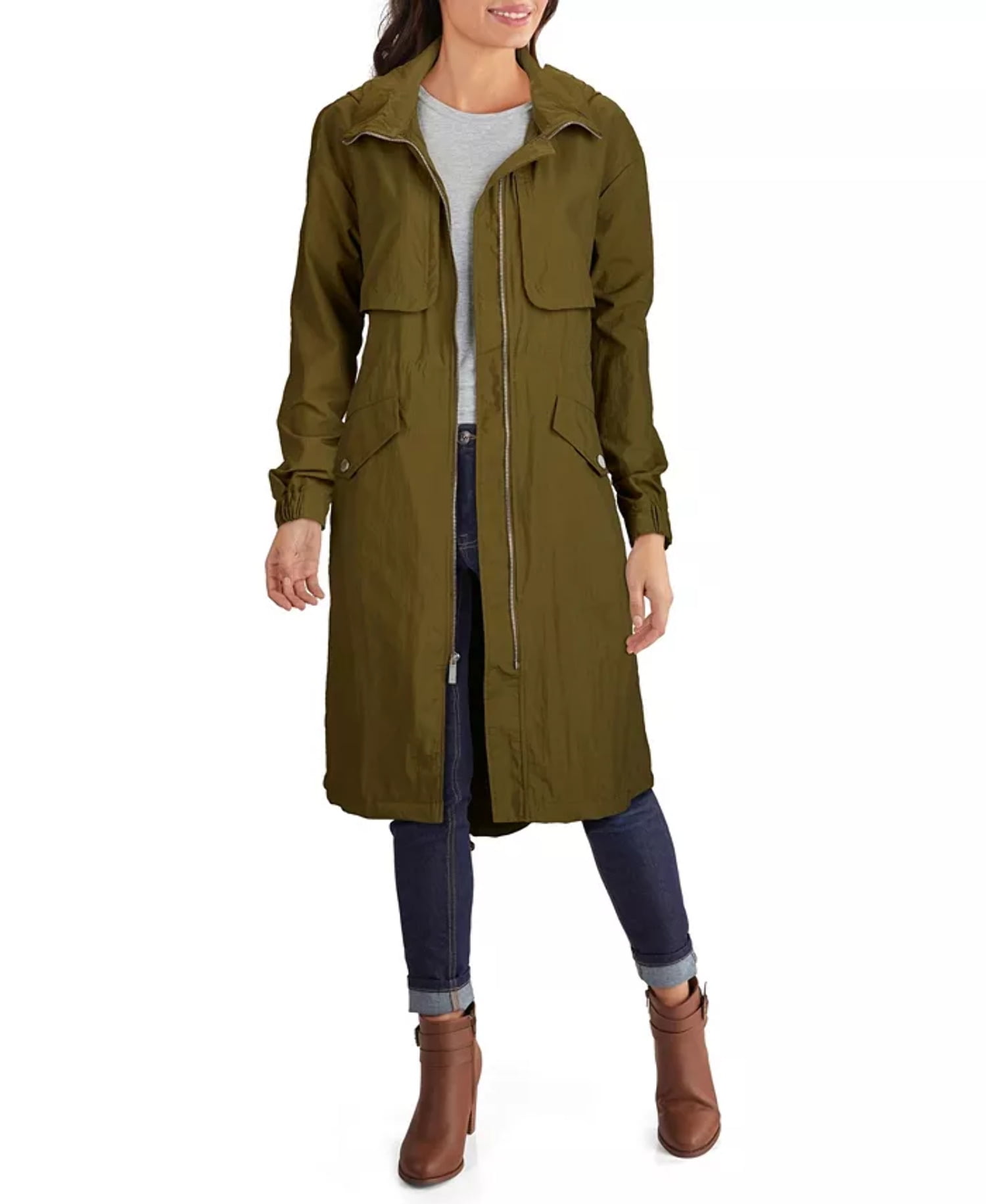 Kenneth Cole Crinkle Hooded Anorak Coat - Walmart.com