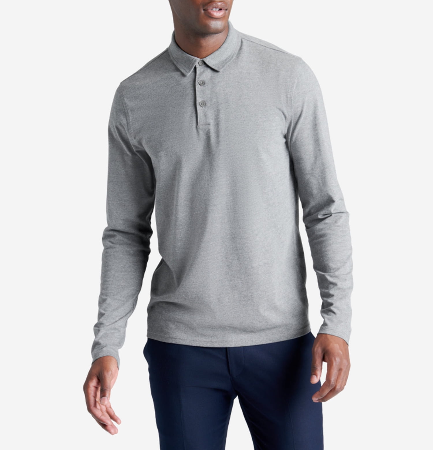 Kenneth Cole Mens Performance Long Sleeve Johnny Collar Polo Shirt Grey 2XL - Walmart.com