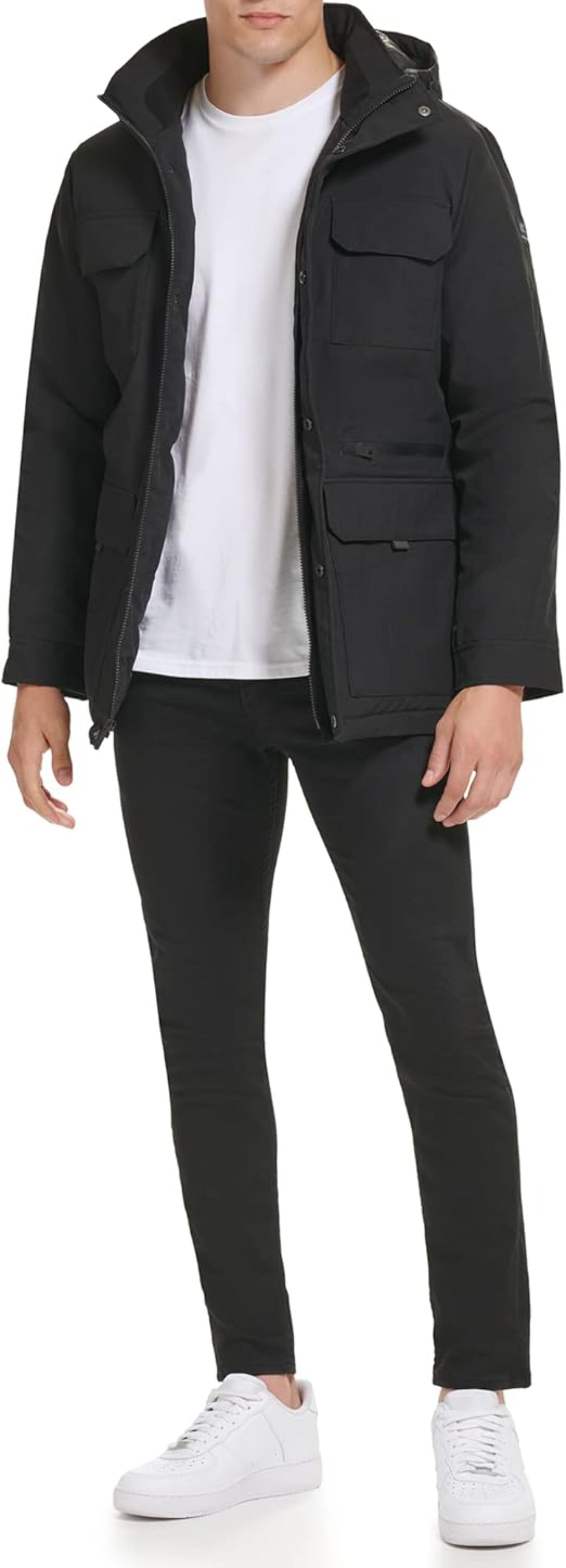 Kenneth Cole MENs Hooded Parka Oxford Fabric Utility Jacket - Walmart.com