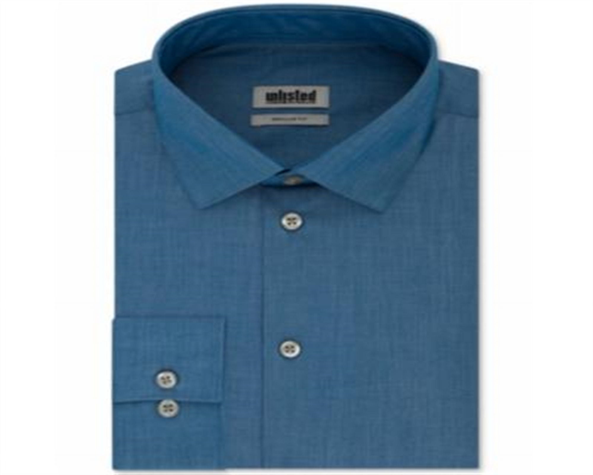 Kenneth Cole Men's Regular Fit Solid Dress Shirt Blue Size -L - Walmart.com