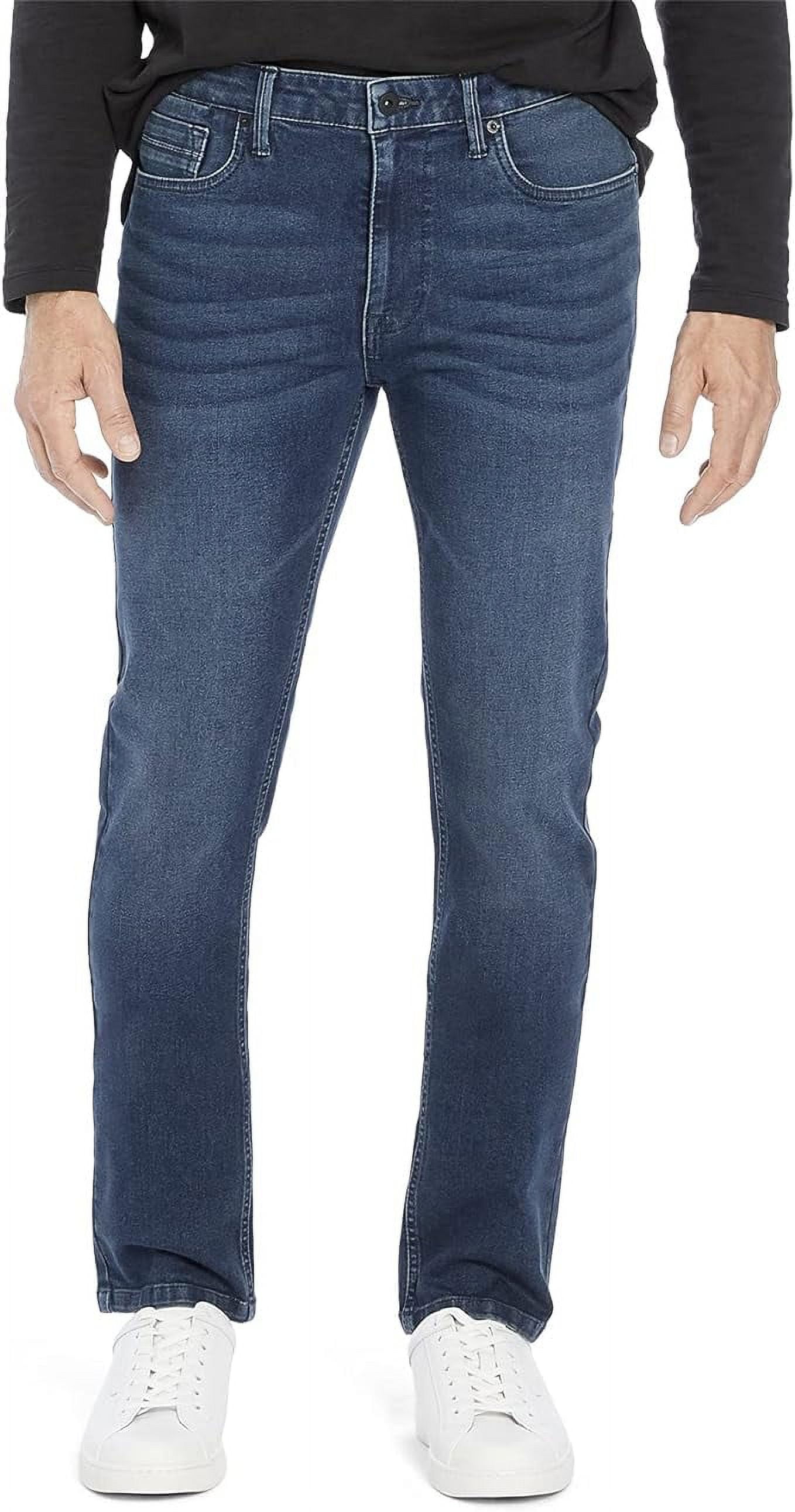Kenneth Cole Men's Straight Fit Stretch Denim Jeans (Blue, 36x32 ...