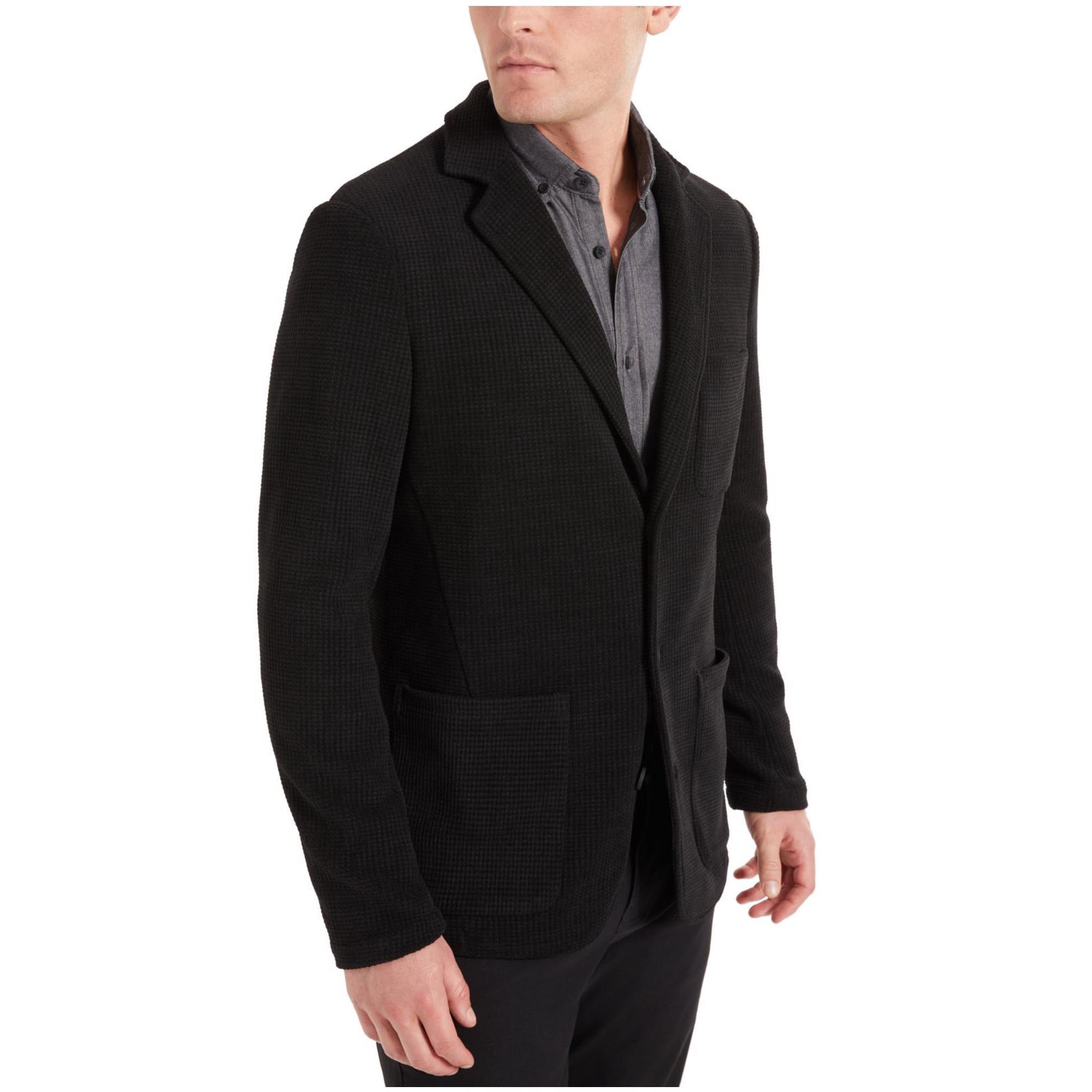 Kenneth Cole Men's Textured Triple Patch Pocket Sport Coat Blazer Black ...